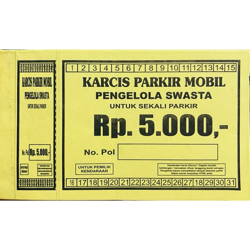 Jual KARCIS PARKIR MOTOR MOBIL UNIVERSAL KERTAS WARNA | Shopee Indonesia