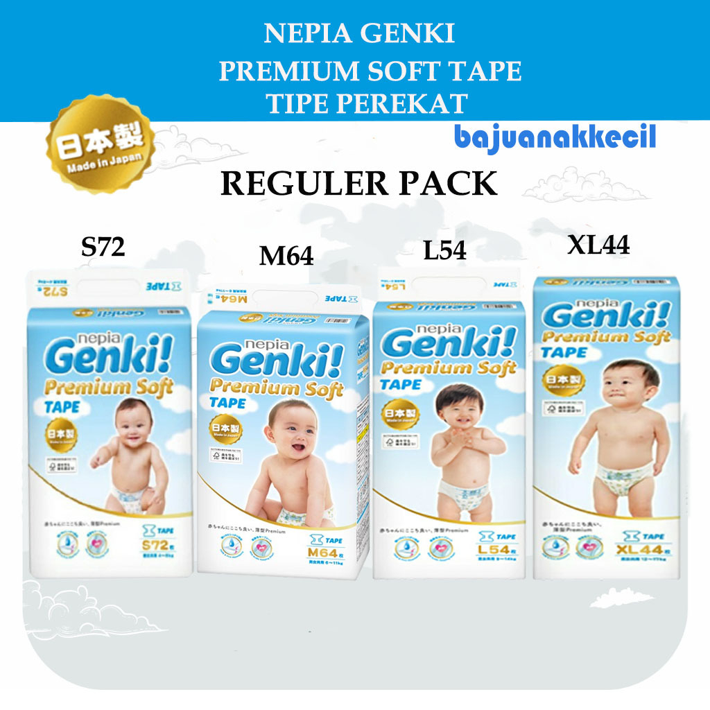 Jual Nepia Genki S72, M64, L54, XL44 Premium Soft Tape | Shopee Indonesia