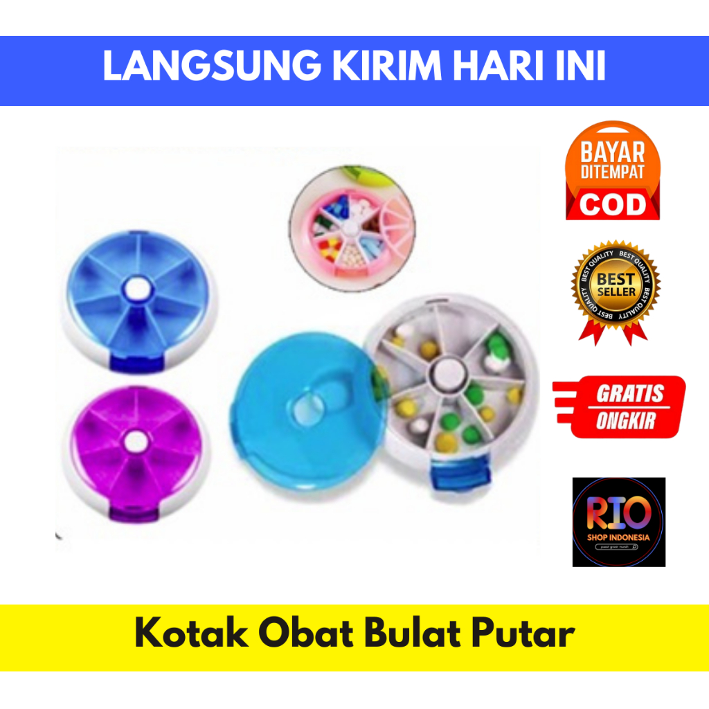Jual Kotak Obat Bulat 7 Sekat Bisa Putar Otomatis / Wadah Tempat ...