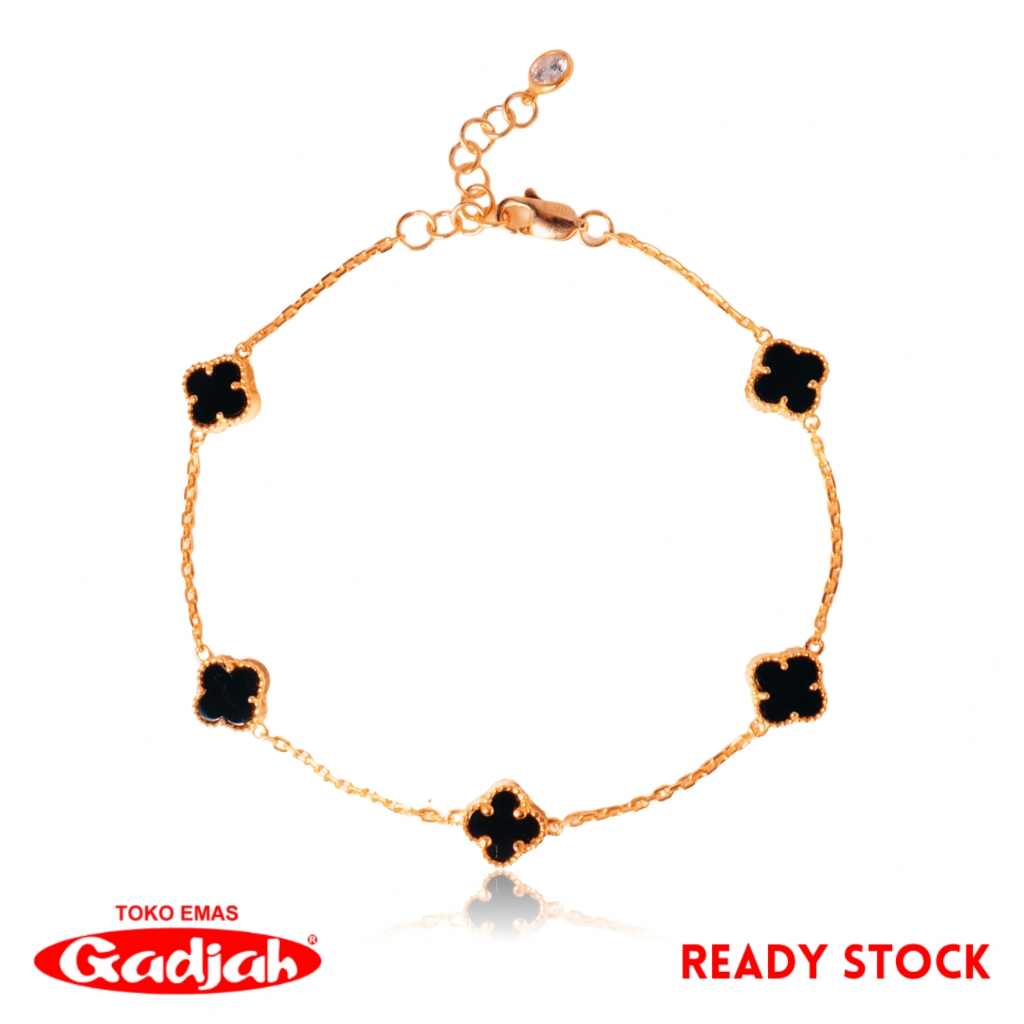 Jual Gelang Emas Clover - Black / White / Red / Pink Clover Gold ...