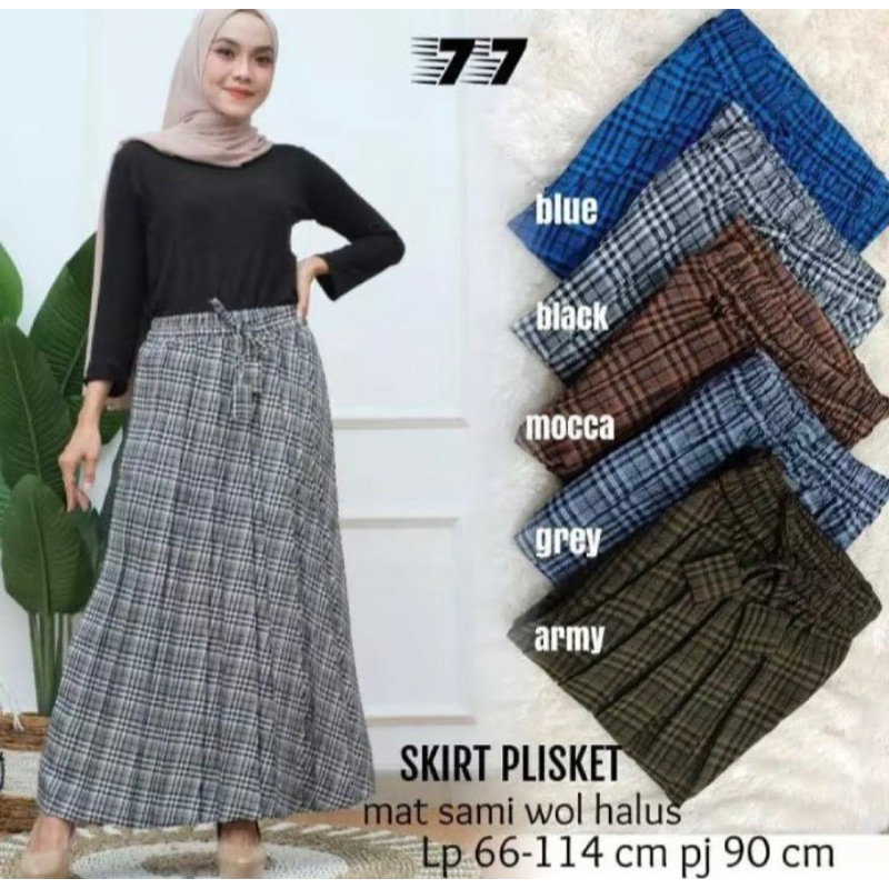 Jual ROK PLISKET MOTIF SEMI WOL | ROK PLISKET KERJA MOTIF TARTAN ...