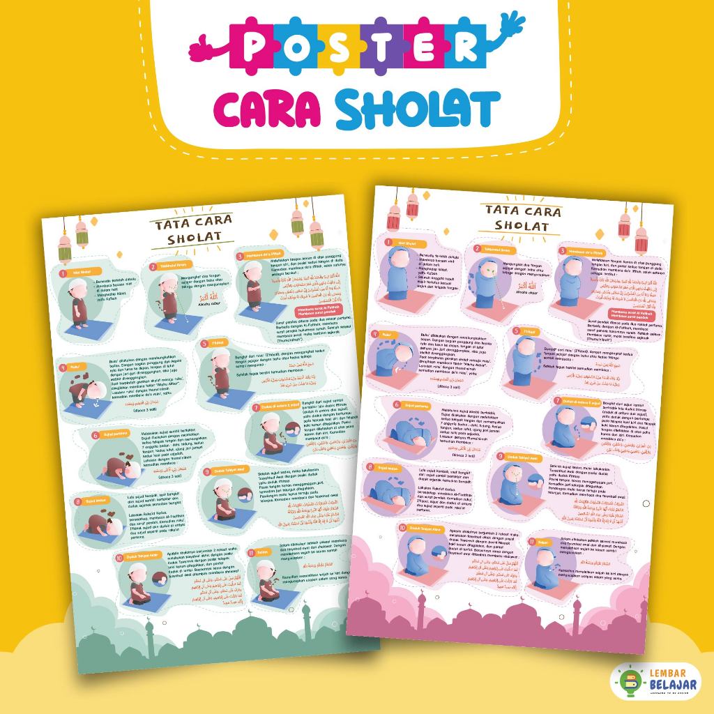 Jual Poster Edukasi Tata Cara Sholat Untuk Anak Balita, Paud, TK, SD ...