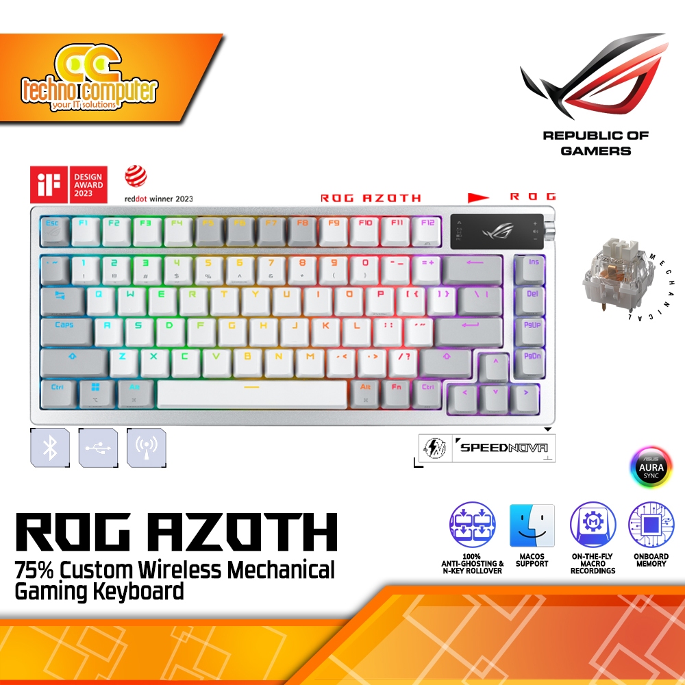 Jual ASUS ROG Azoth 75 Moonlight White Wireless DIY Custom Gaming ...
