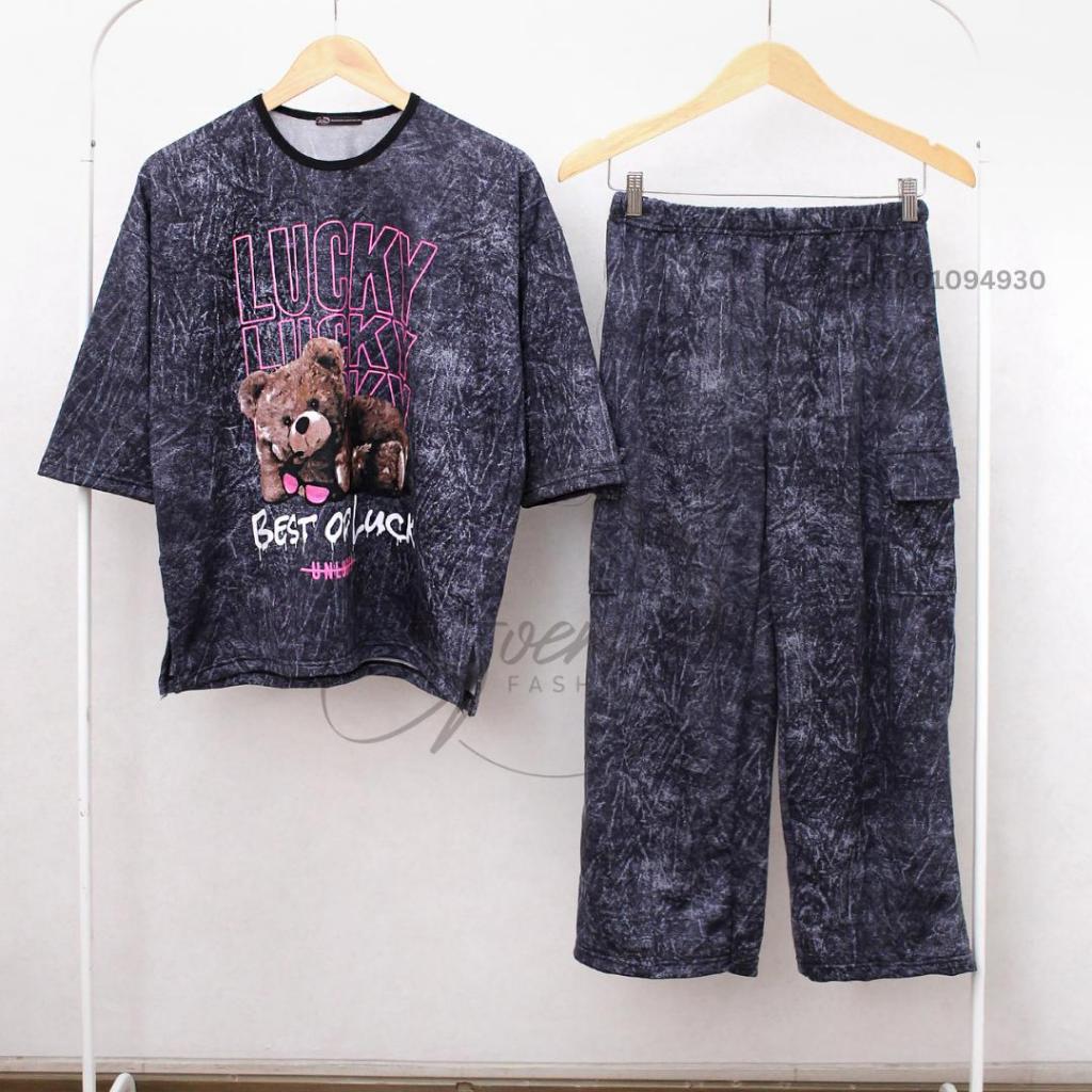 Jual ilook | LD 120 One Set Best Luck Setelan Katun Mini Atasan Motif Lengan panjang Dan Celana ...