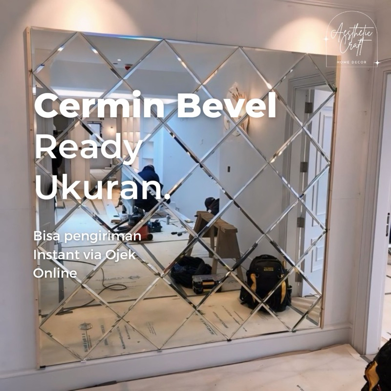 Jual (READY)KACA BEVEL CERMIN DEKORASI DINDING 100% KACA TEBAL 5MM ...
