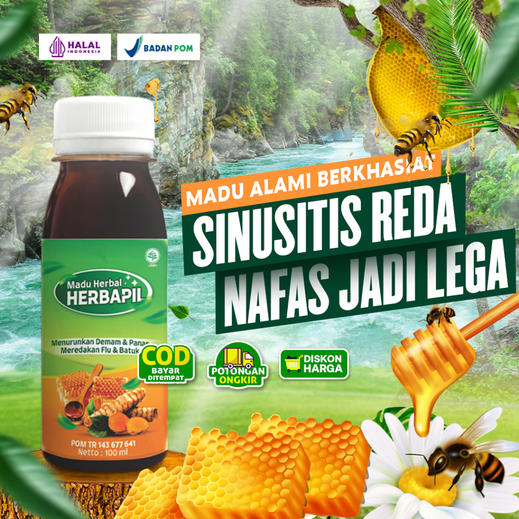 Jual Original HERBAPIL Madu Herbal Batuk SINUSITIS Original Radang tenggorokan batuk menahun ...