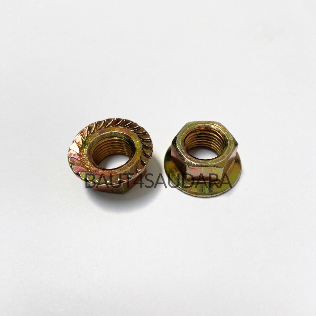 Jual Mur Flange / Flange Nut M12 Kuning Kunci 17 | Shopee Indonesia