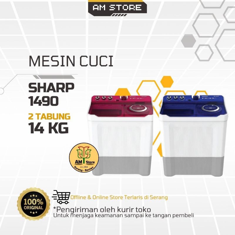 Jual Mesin Cuci Sharp 1490 14kg (2 Tabung) | Shopee Indonesia