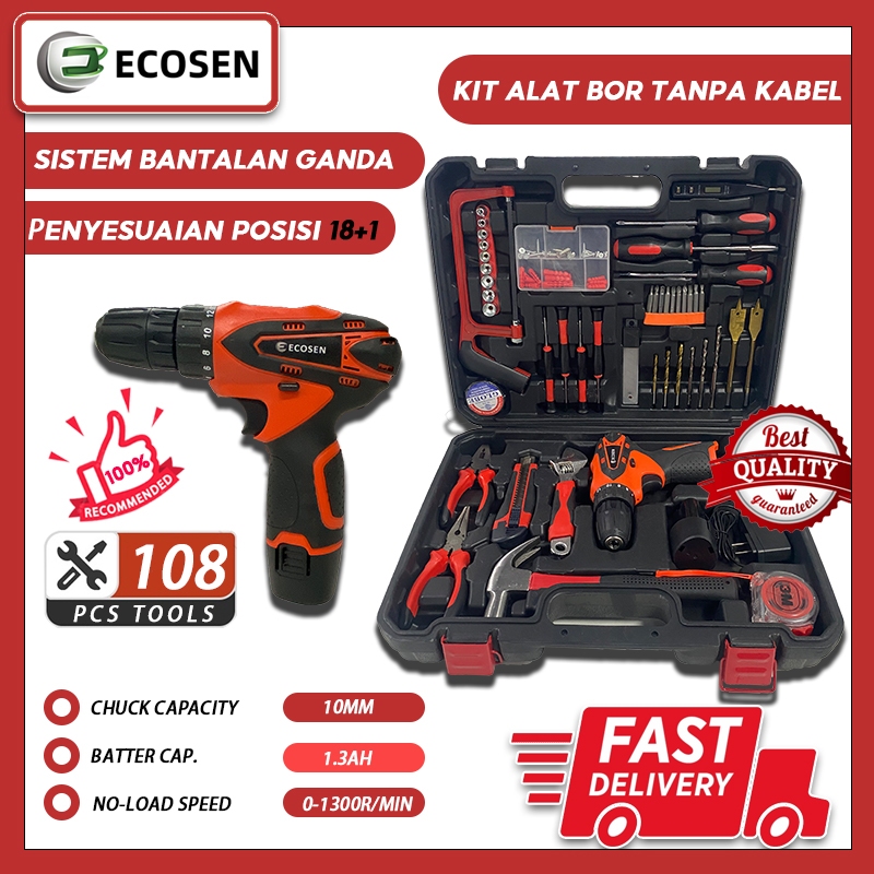 Jual ECOSEN Set Alat Bor Baterai Multifungsi/Hand Toolset Termasuk ...