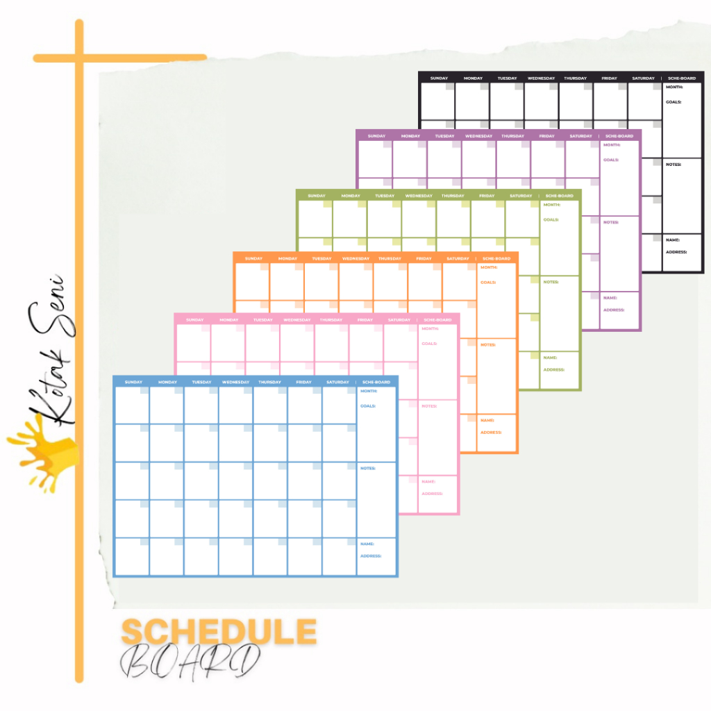Jual Schedule Board Pastel dan Scheduleboard Warna Dasar / Papan Tulis ...