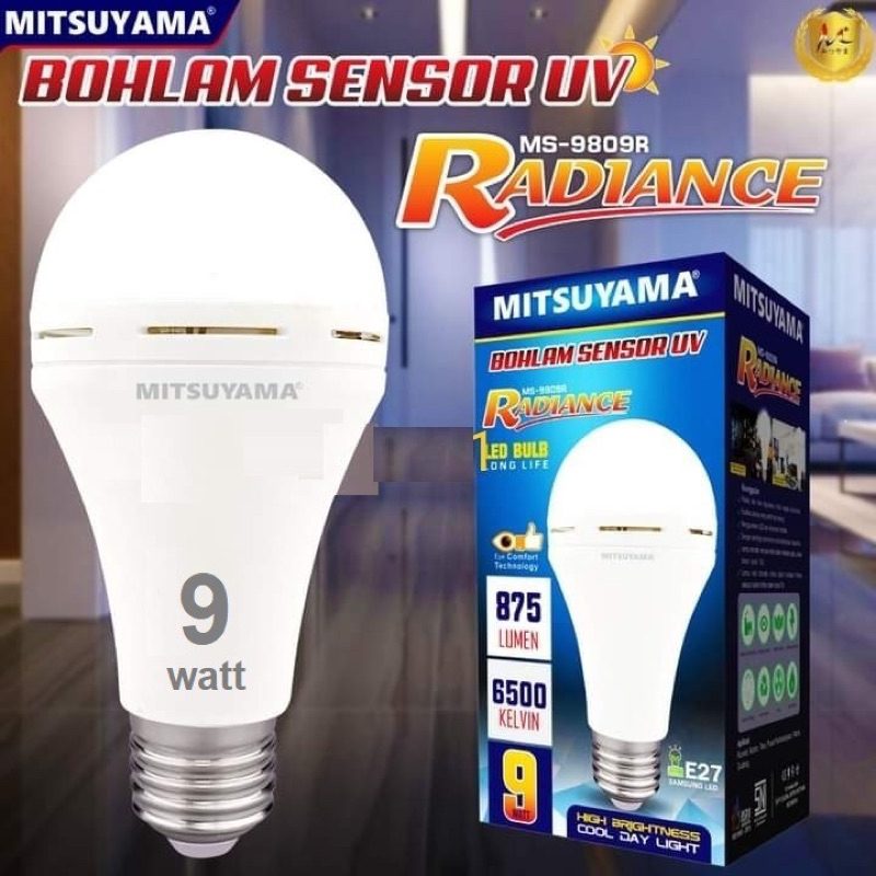 Jual BOHLAM BOLA LAMPU LED SENSOR SINAR UV MITSUYAMA MS-9809R 9w 9watt ...
