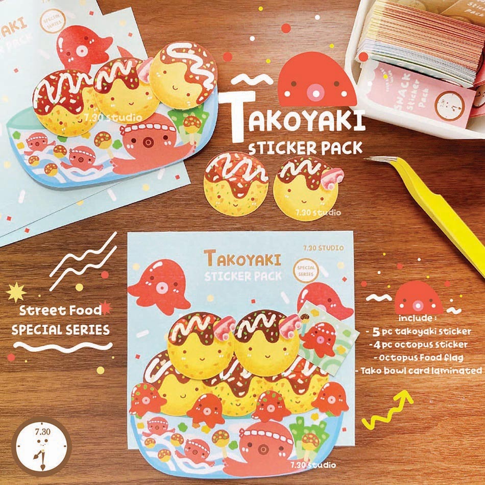 Jual Takoyaki street snack - sticker pack - food sticker | Shopee Indonesia