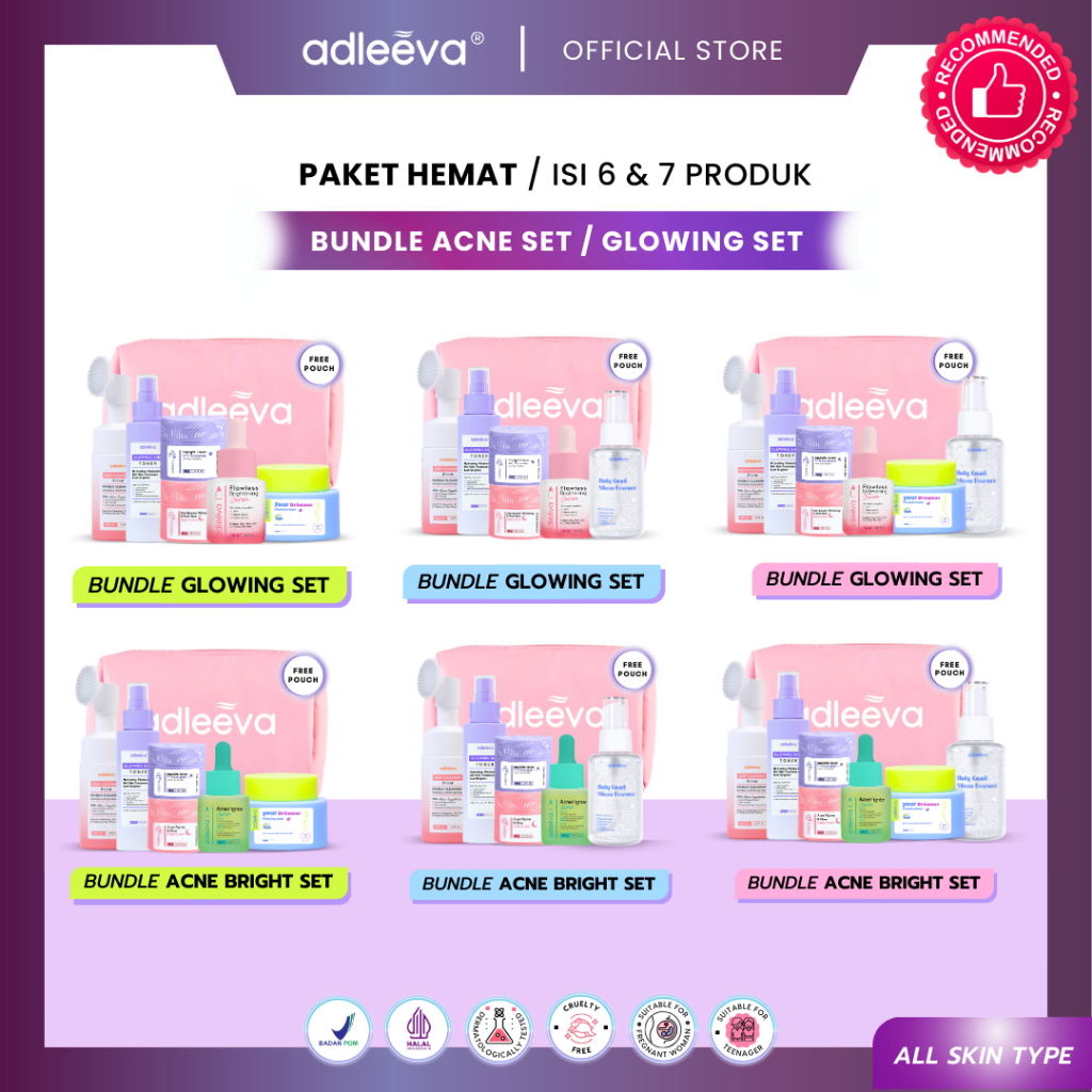Jual ADLEEVA - [BUNDLE SET] ACNE / WHITENING GLOWING SET (Paket Complete + Moisturizer + Essence ...