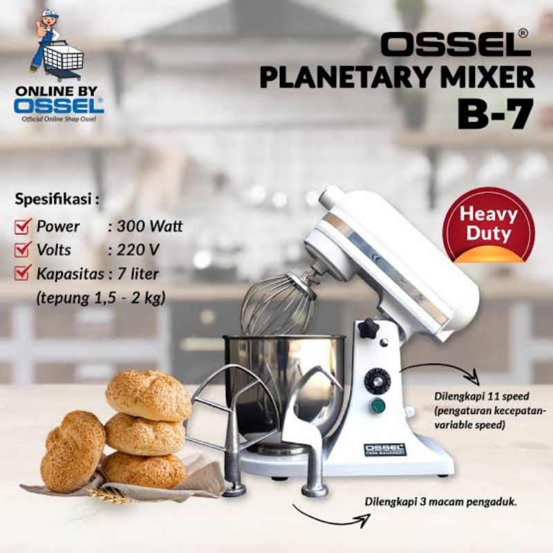Jual Mesin Mixer Roti OSSEL 7 Liter Planetary Mixer 7 Liter | Shopee ...