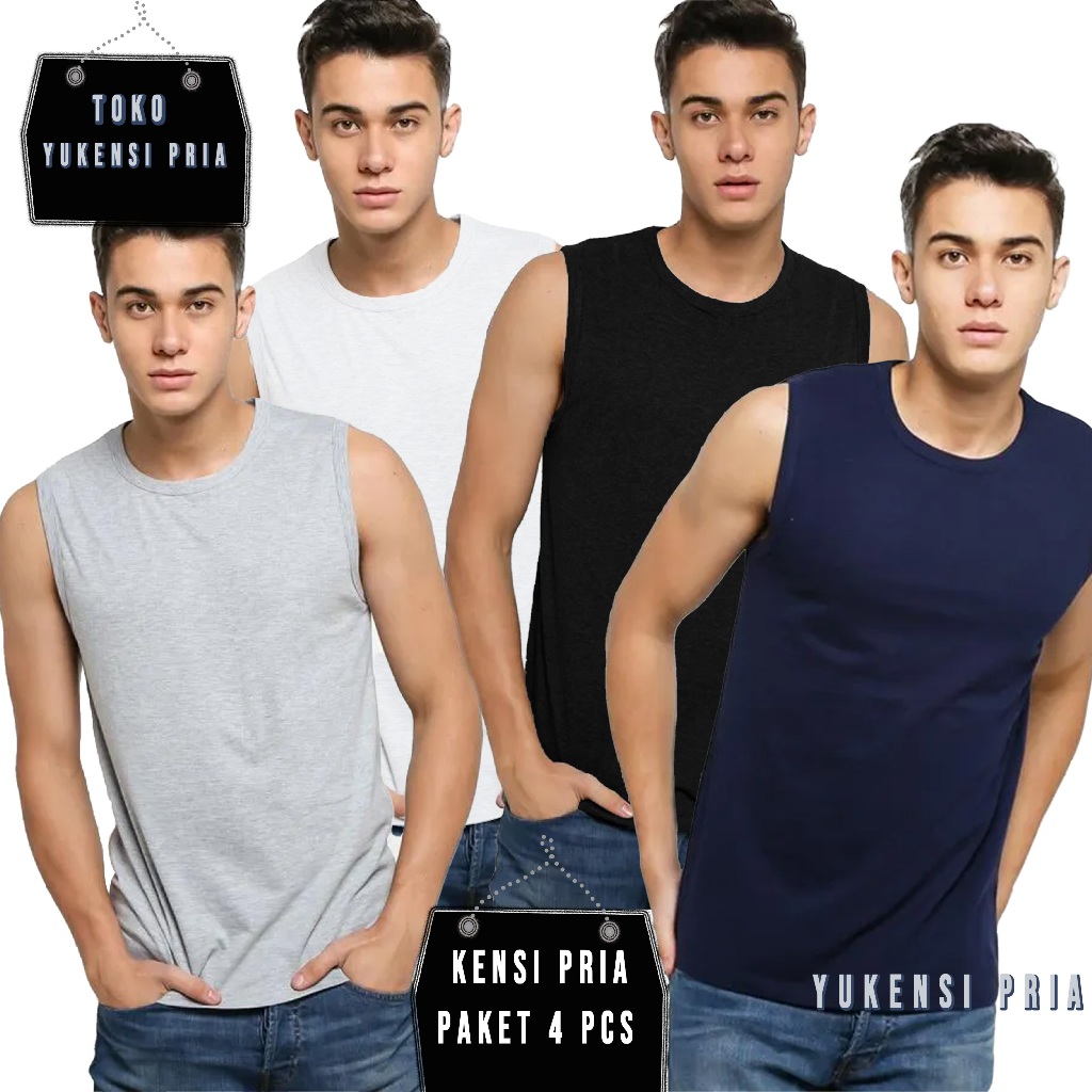 Jual 4 PCS SINGLET PRIA DEWASA TERMURAH BAHAN COTTON COMBED KAOS DALAM ...