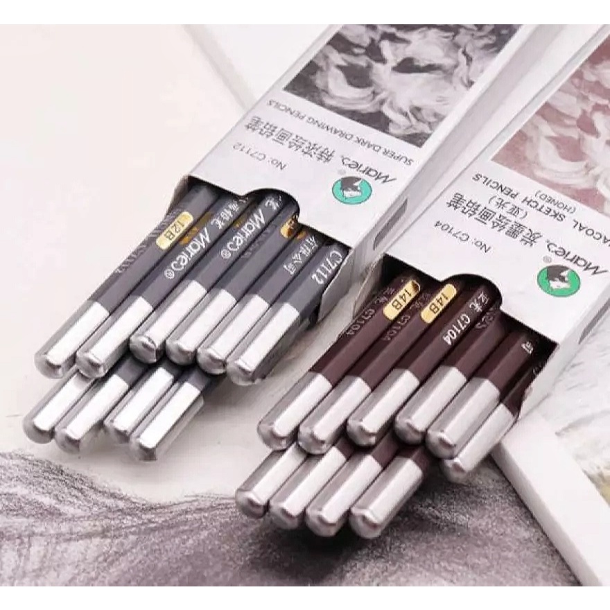 Jual Maries Drawing Pensil Super Dark 12B/14B - Pensil Charcoal Sketch ...