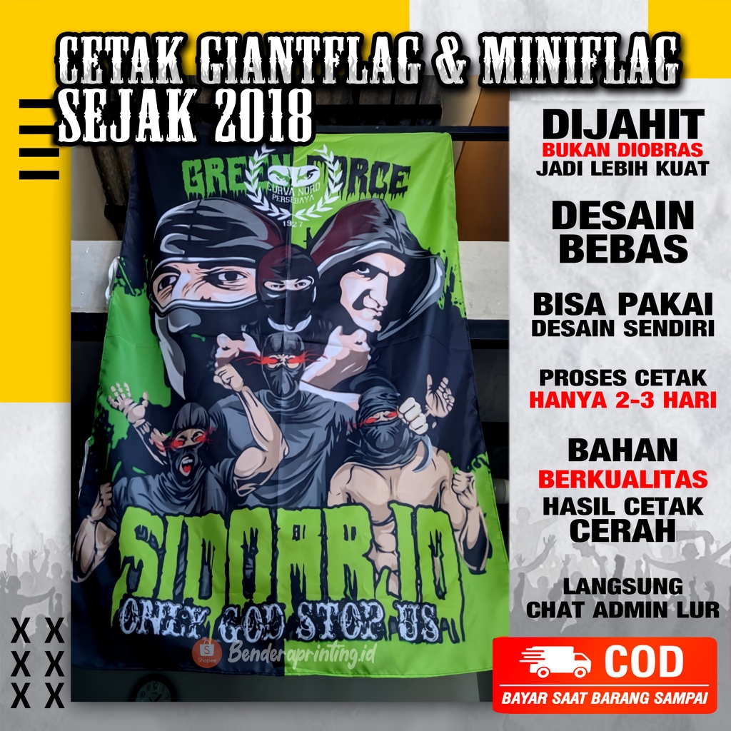Jual 1-2 HARI JADI CETAK BENDERA CUSTOM PRINTING Giantflag GF Miniflag ...
