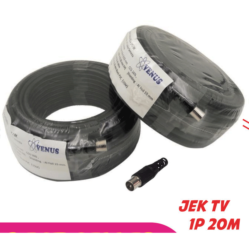 Jual Kabel TV Venus RG 6 + 1 Plug TV Panjang 20 Meter | Shopee Indonesia
