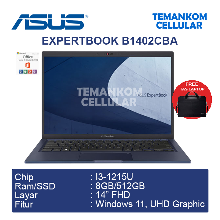 Jual Laptop ASUS ExpertBook B1402CBA Core i3-1215U 8GB 512GB Baru ...