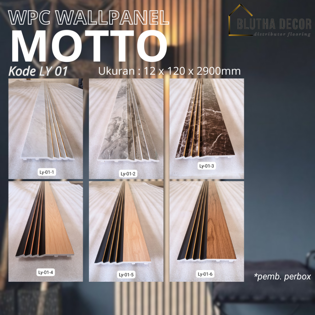 Jual WPC Wallpanel Indoor Motto Kode LY 01 panjang 2,9meter - HARGA ...