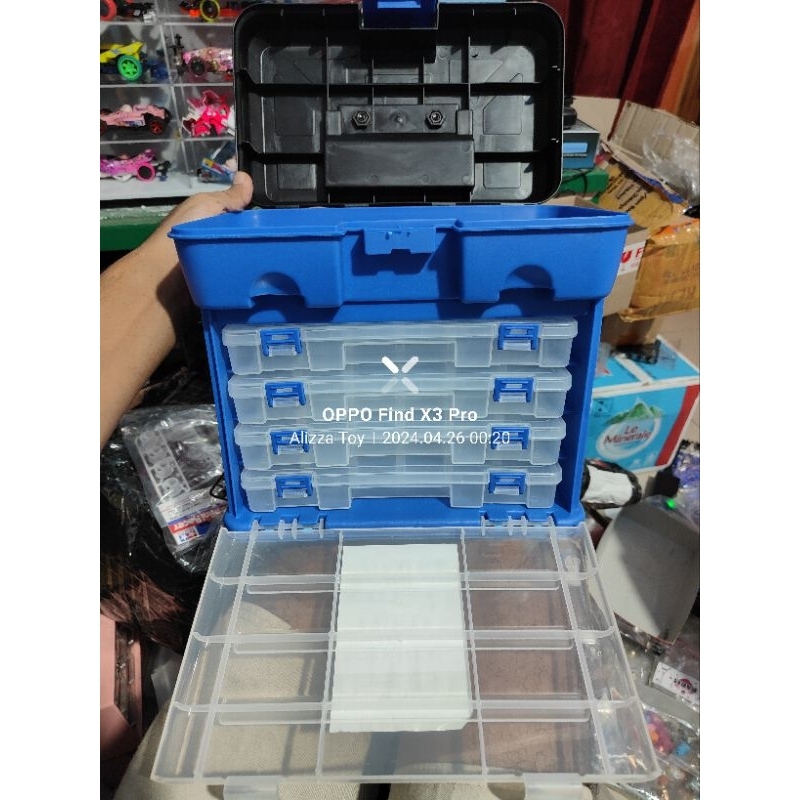 Jual Tamiya Tool Box Krisbow Biru / Box Tamiya 4 Layer Organizer ...