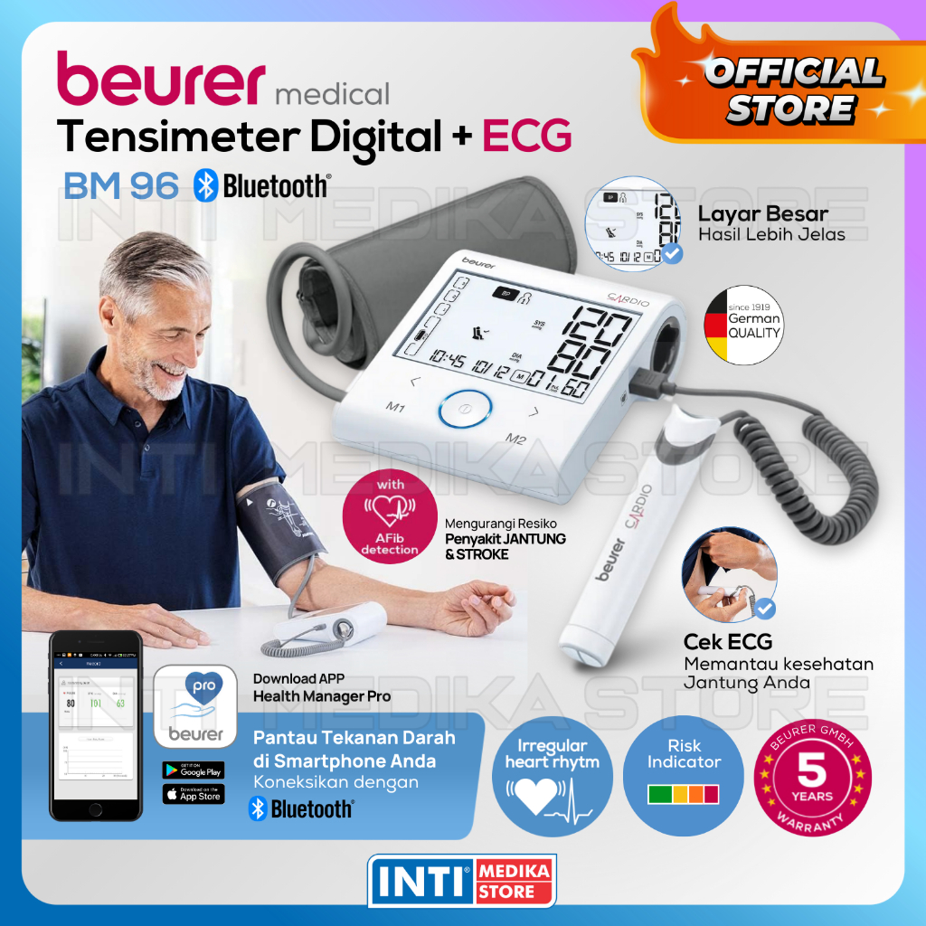 Jual BEURER - Tensimeter Digital CARDIO with ECG & Bluetooth BM96 | Cek ...