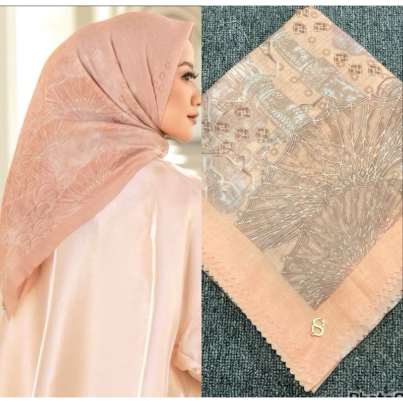 Jual jilbab segiempat hijab segi empat motif Voal buttonscarves | Shopee Indonesia