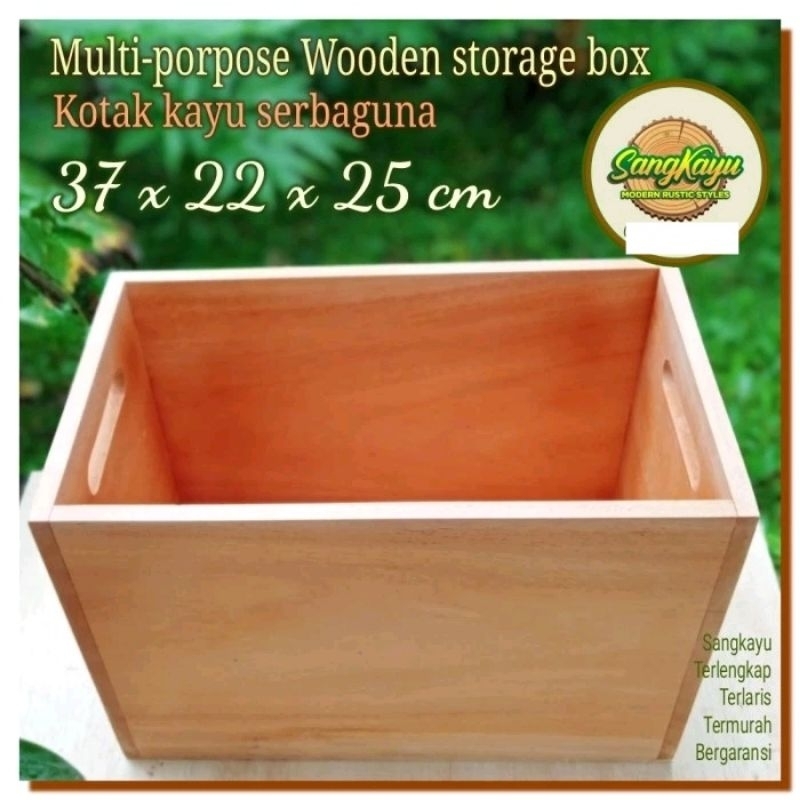 Jual Wooden storage box kayu 37x22 kotak tempat penyimpanan kayu ...