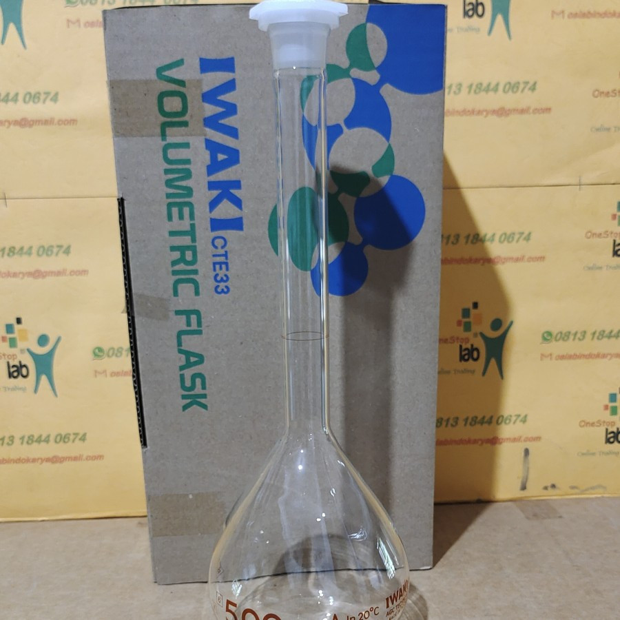 Jual Iwaki Labu Ukur Clear 500 ml PP Stopper Volumetric Flask class A | Shopee Indonesia