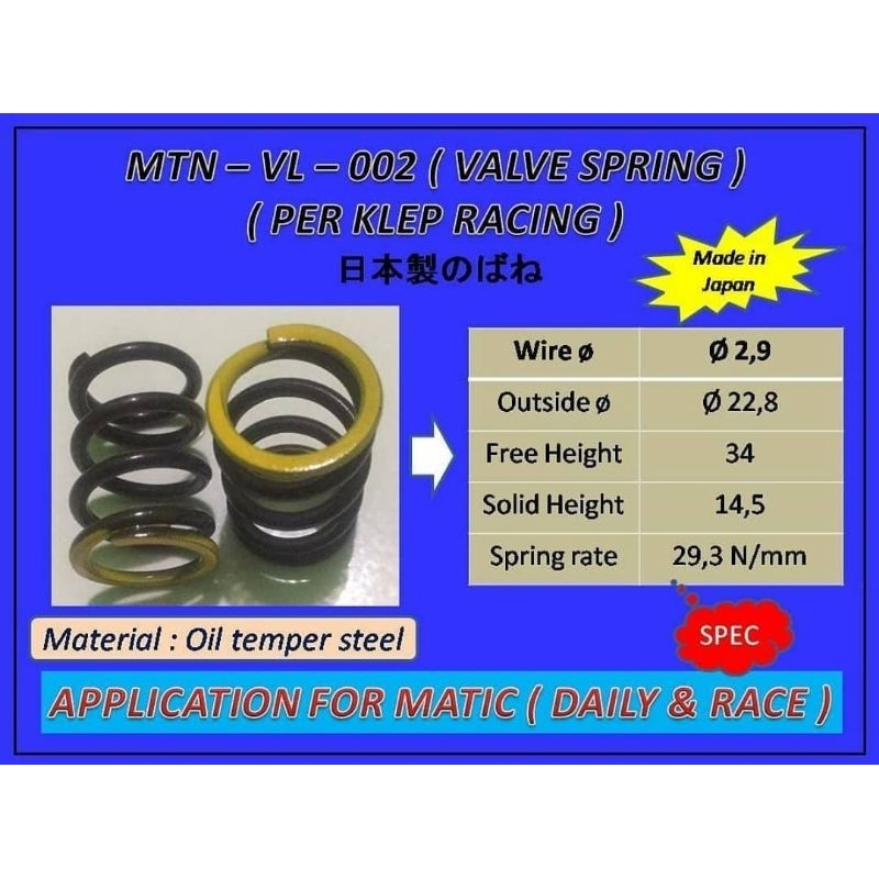 Jual Per Klep MTN Spring Japan Type VL002 34mm matic bebek universal ...