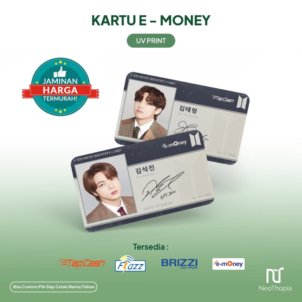 Jual Kartu Emoney Custom BTS Emoney Flazz Brizzi Tapcash E-Toll Print ...