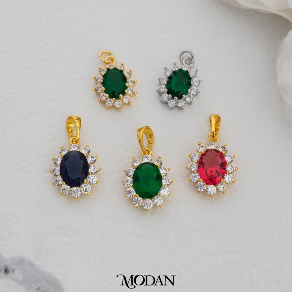 Jual MODAN SUPPLIES - Sapphire Blue Emerald Green Ruby Red Pendant ...