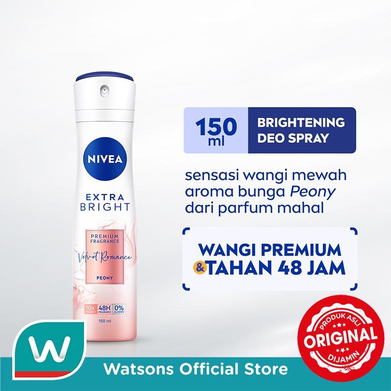 Jual Nivea Extra Bright Premium Fragrance Velvet Romance Deodorant Spray 150ml | Shopee Indonesia