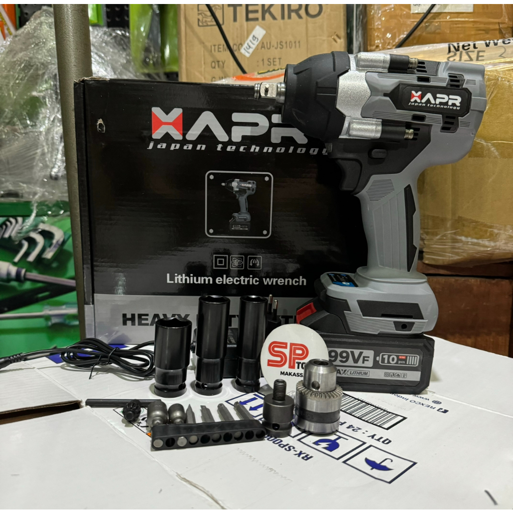 Jual MESIN IMPACT WRENCH PEMBUKA BAUT BAN CORDLESS BATERAI CAS 99VF 1800NM APR AP78 | Shopee ...