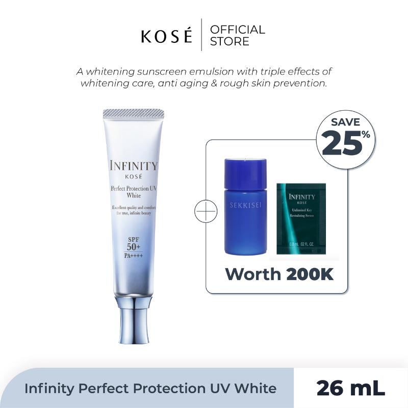 Jual KOSE Infinity Perfect Protection UV White - 26ml + FREE CW Smoothing Milk 14ml + Unlimited ...