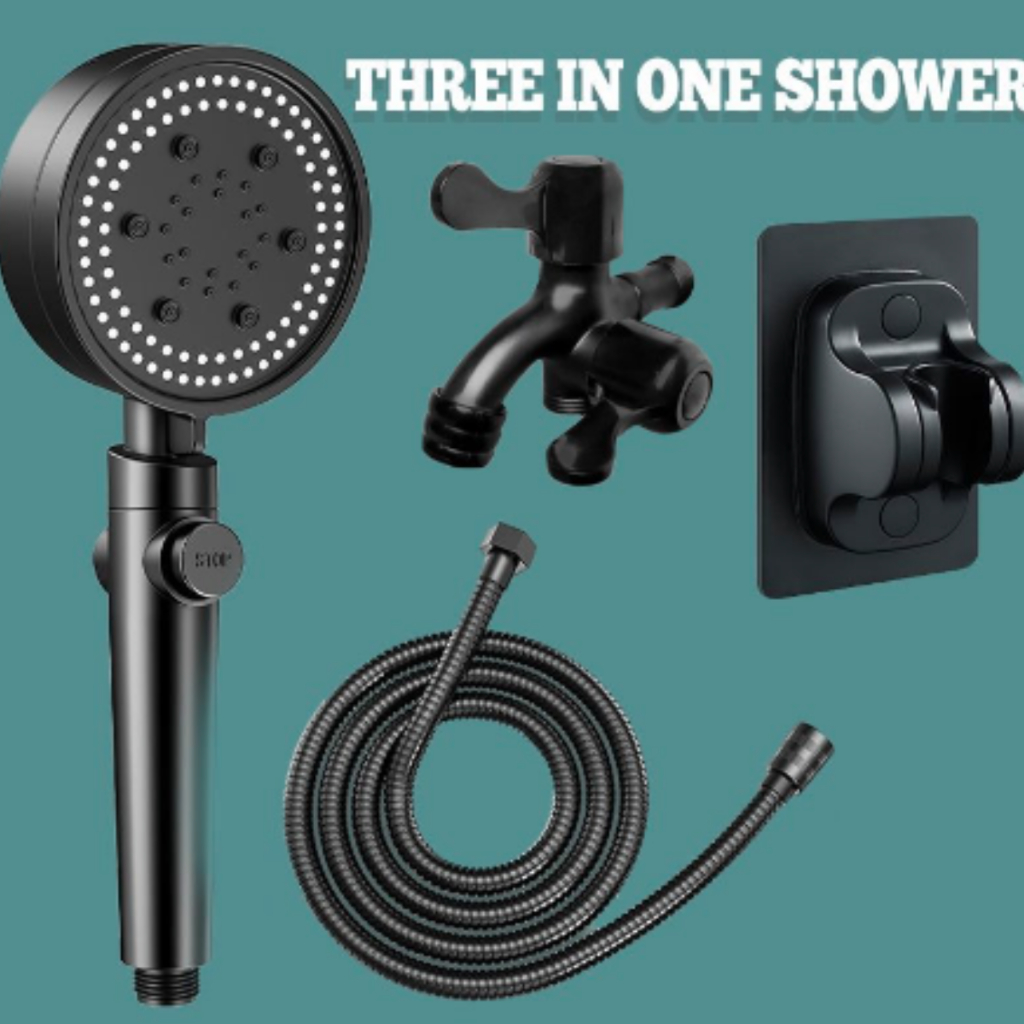Jual 5 In 1 Kepala Shower Set Mandi Hitam Premium Shower Head Set 5 Mode Adjustable Portable ...