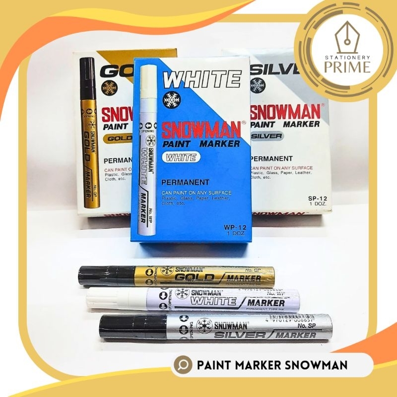 Jual Spidol Paint Marker Snowman Permanent Putih Gold Silver [PIECE ...