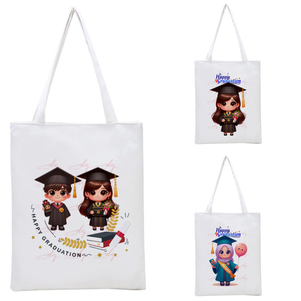 Jual Totebag Tote bag Wisuda Happy Graduation Anak Lucu Kanvas Tas ...