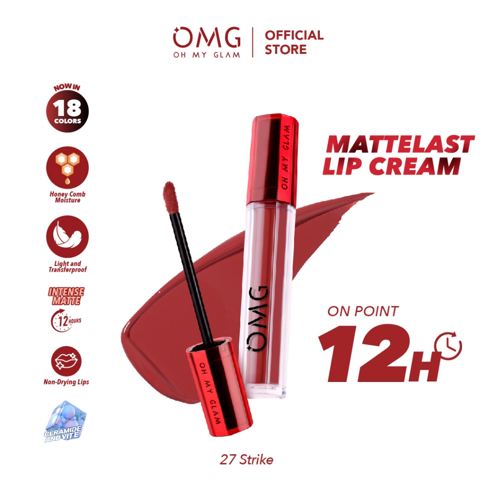 Jual OMG OH MY GLAM Mattelast Lip Cream 27 Strike 2.9 g - Lip Cream Matte Dengan Warna Intense ...