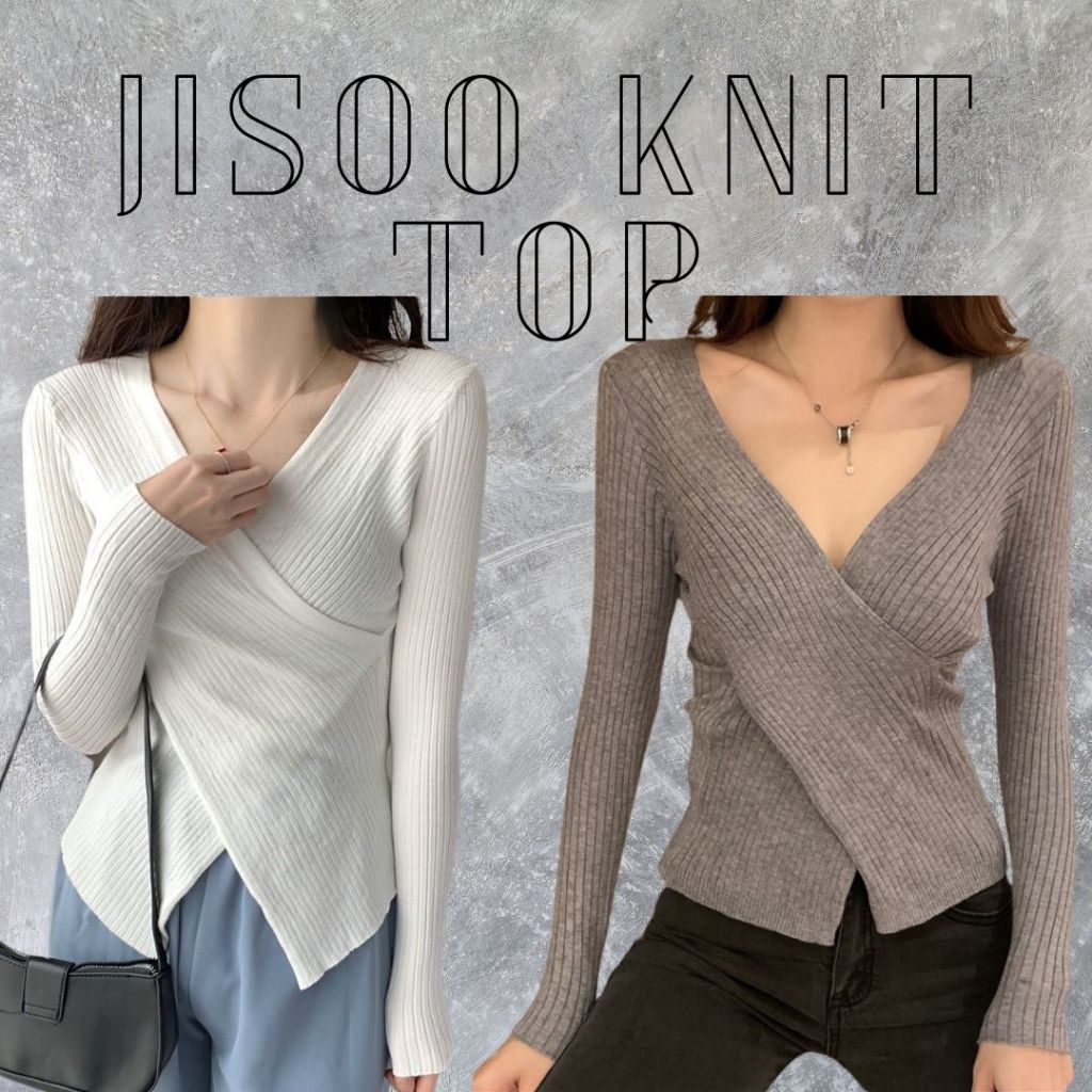 Jual Jisoo Knit Top | Atasan Wanita Rajut Knit Top | Atasan Knit |Atasan Rajut Silang | Atasan ...