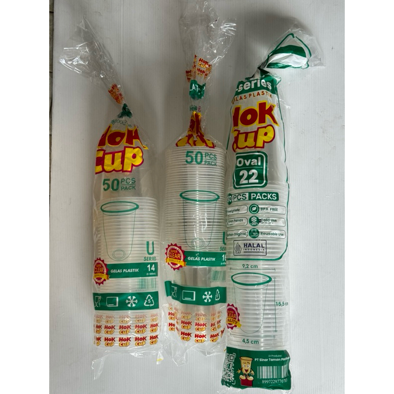 Jual HCS - GELAS PLASTIK BENING BENTUK OVAL/U-SERIES 12 14 16 OZ UNTUK ...