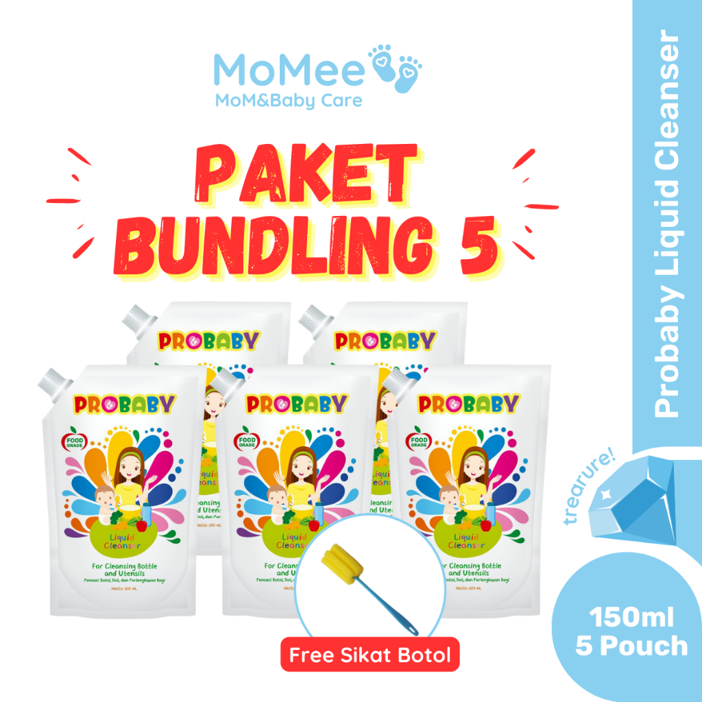 Jual PAKET BUNDLING Probaby Liquid Cleanser Pembersih Botol Susu 150ml x 5 pouch | Shopee Indonesia