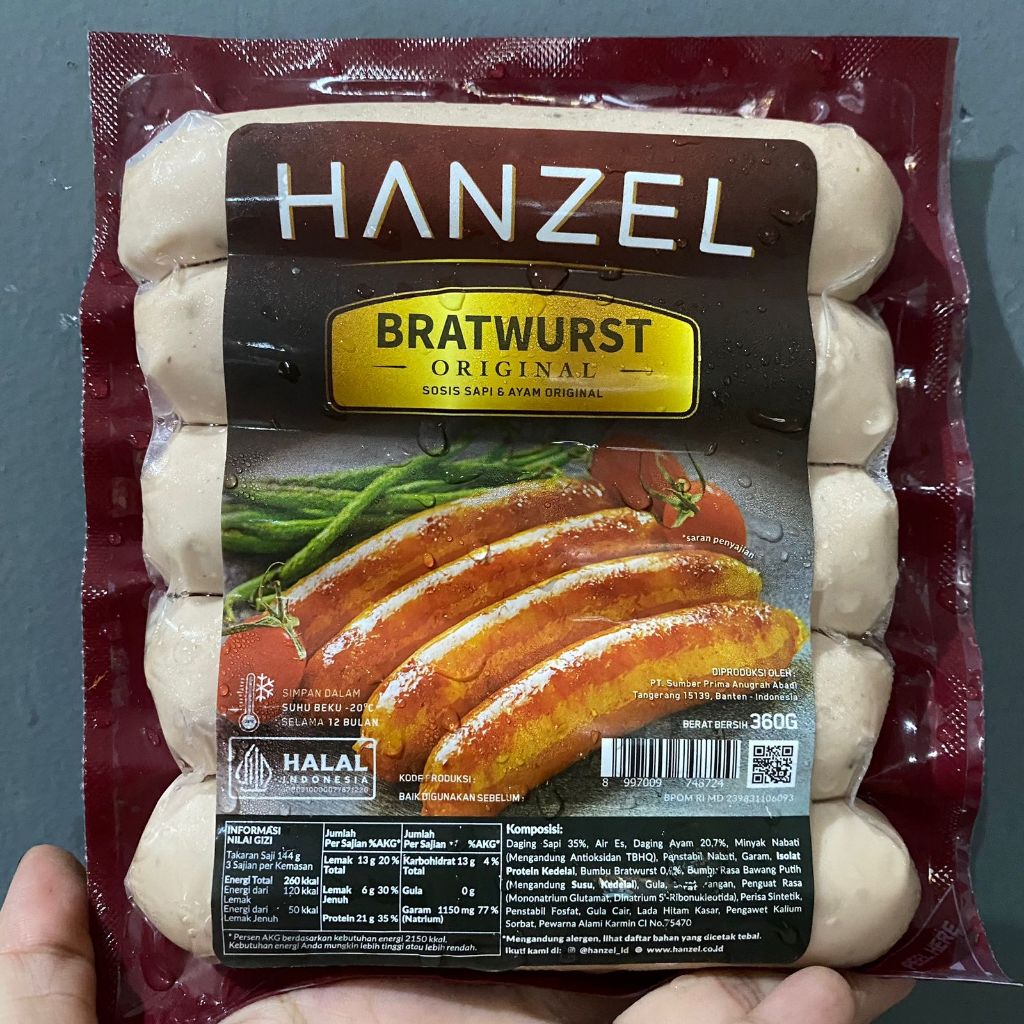 Jual Hanzel Bratwurst Original/Sosis Kombinasi Sapi dan Ayam 360 Gram ...