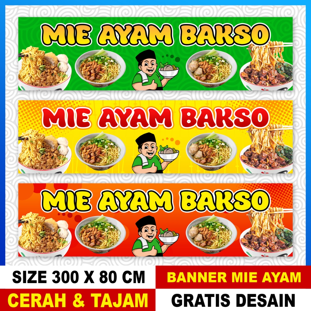 Jual SPANDUK BANNER MIE AYAM BASO JUMBO / BANNER MIE AYAM / BANNER ...