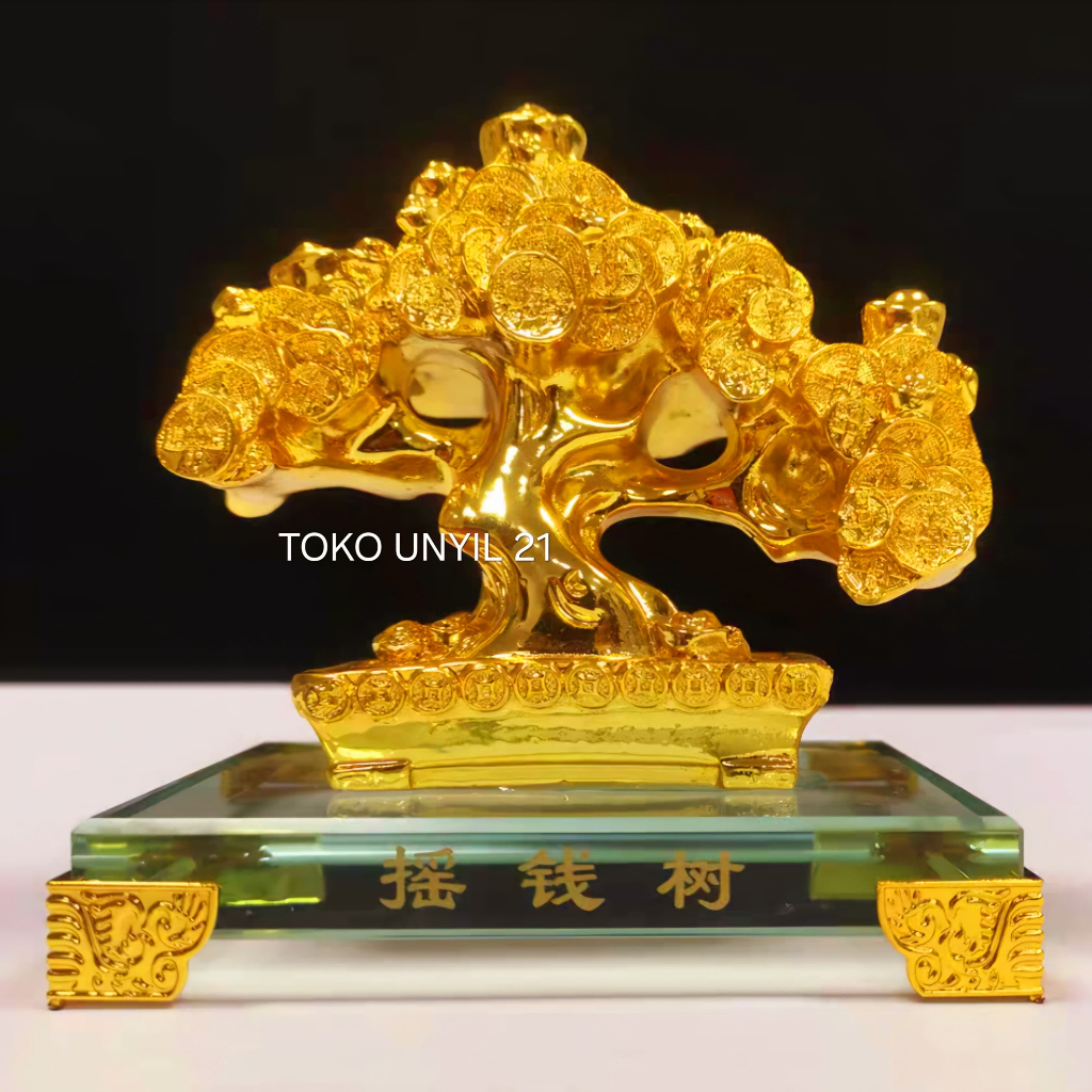Jual Patung pohon uang Resin Feng Shui, patung Bonsai gaya emas ...