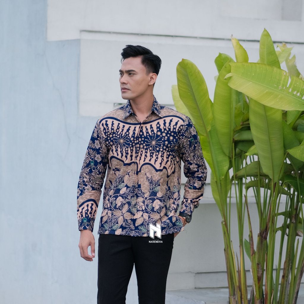 Jual Batik Narendra | Kemeja Batik Pria Alusan Modern Anak Muda Reguler Lengan Panjang Motif ...