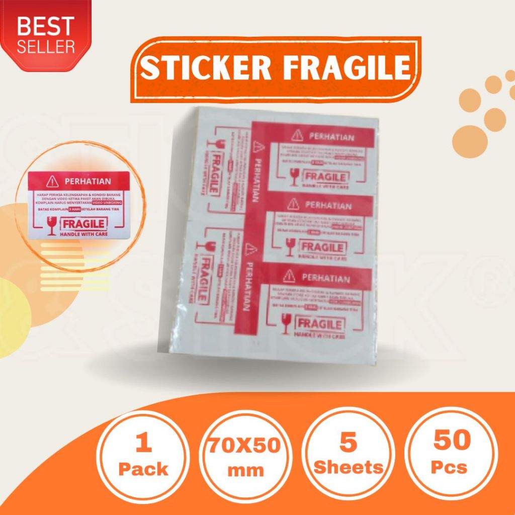 Jual Sticker Fragile 6 x 9 cm Kertas Sticker Fragile Stiker Pecah Belah ...