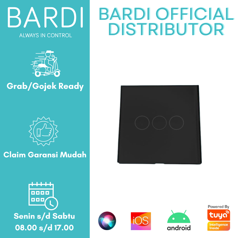 Jual Bardi Smart Wall Switch Saklar Pintar Touch WiFi Smart Home EU 3 ...