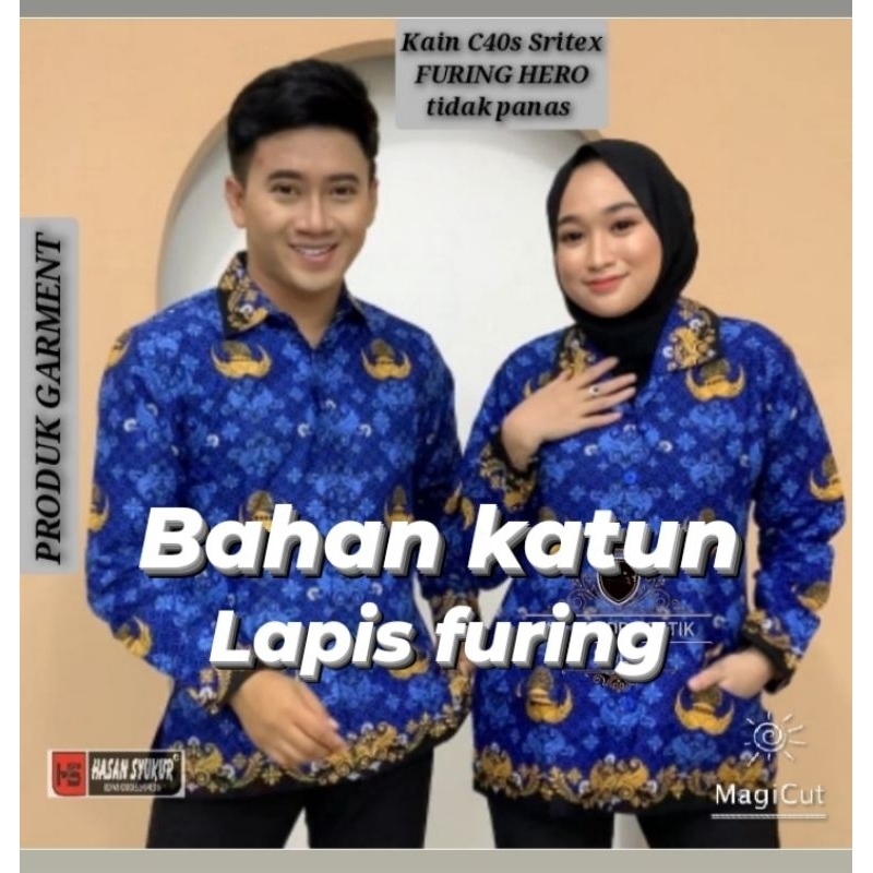 Jual seragam baju korpri pria dan wanita terbaru lapis furing lengan panjang bahan katun ...