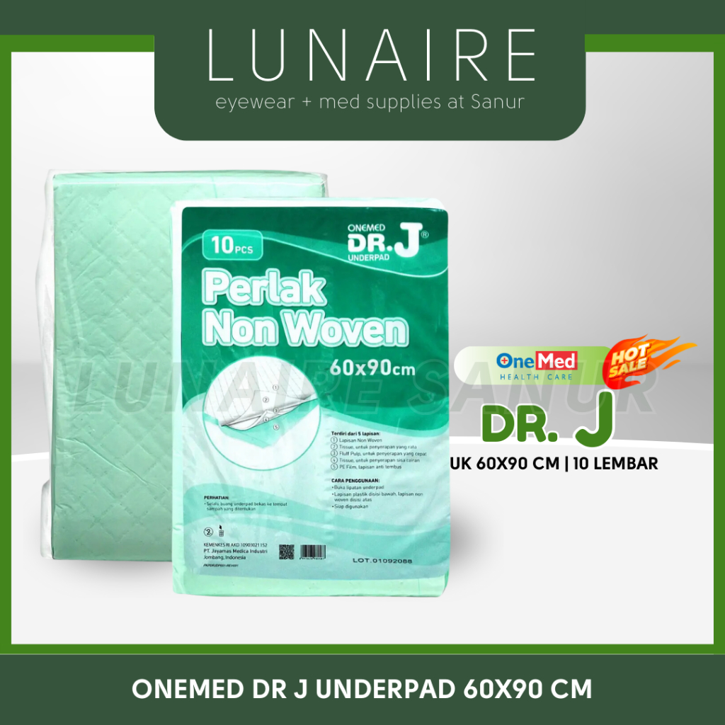 Jual Underpad DR J Onemed Perlak Popok Alas Ompol 60X90 CM 1 Bag Isi 10 ...